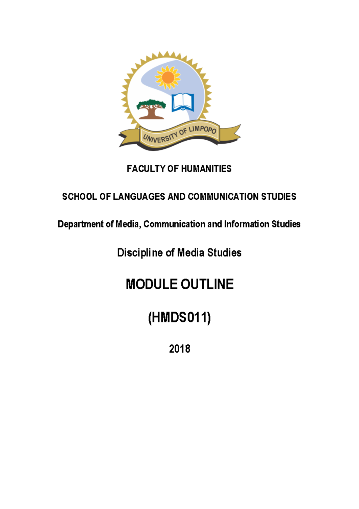 Module Outline 2018 (MASS Media Theories) - FACULTY OF HUMANITIES ...