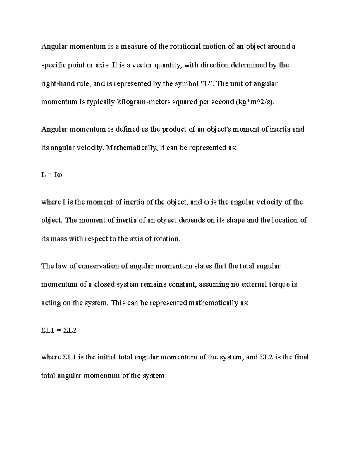 Angular Momentum Notes and Practice Problems - Angular momentum is a ...