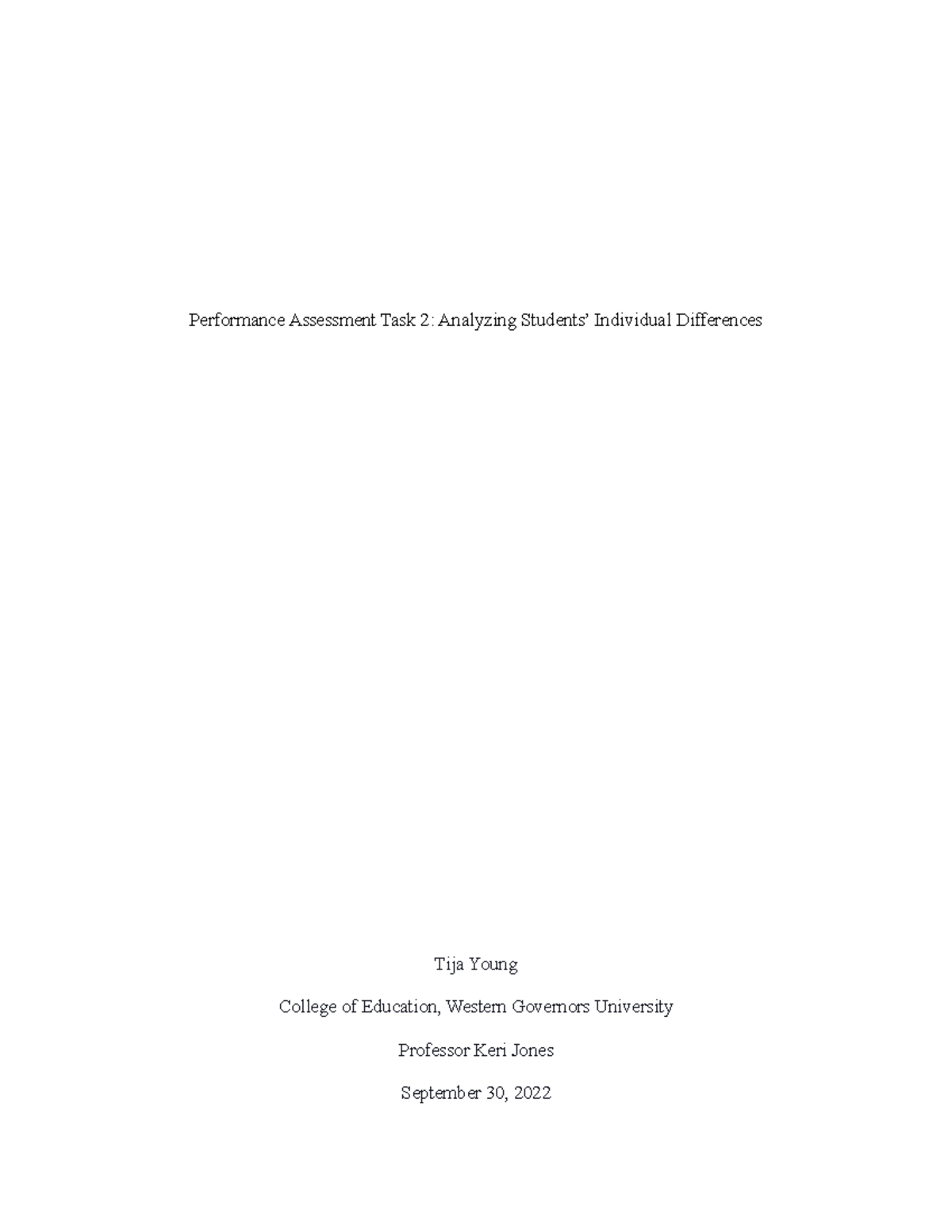 Untitled document-3 - Task - Performance Assessment Task 2: Analyzing Students’ Individual - Studocu