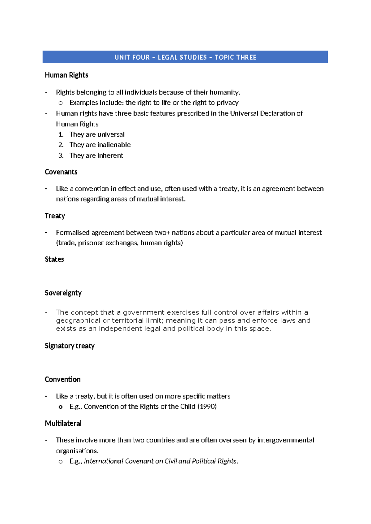 Unit Four - Legal Studies - External Exam Revision - Topic Three - UNIT ...