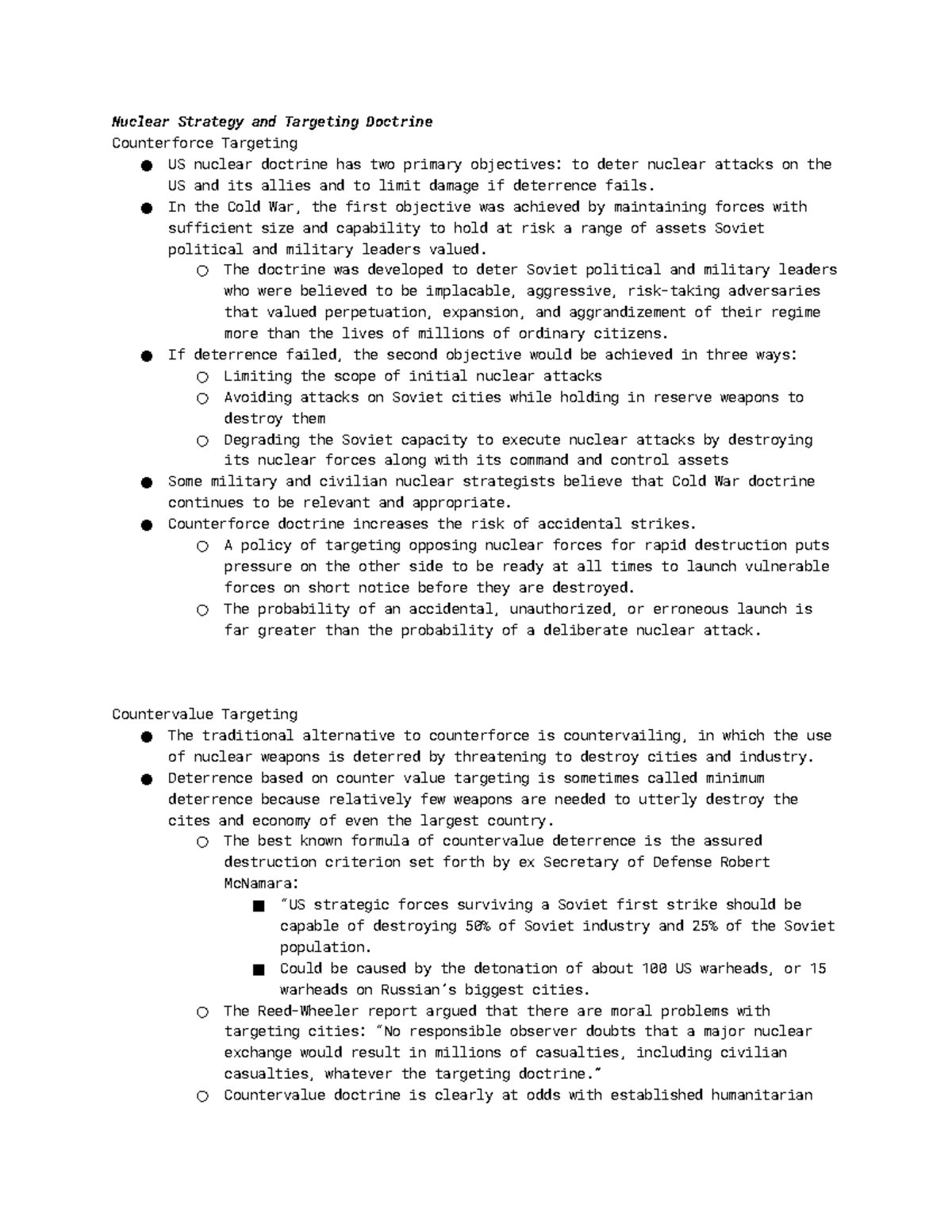 Nuclear Proliferation - Nuclear Strategy and Targeting Doctrine ...