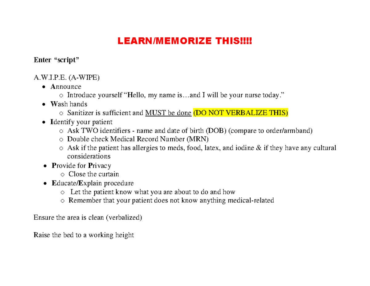 Awipe Dhcow - LEARN/MEMORIZE THIS!!!! Enter “script” A.W.I.P. (A-WIPE ...