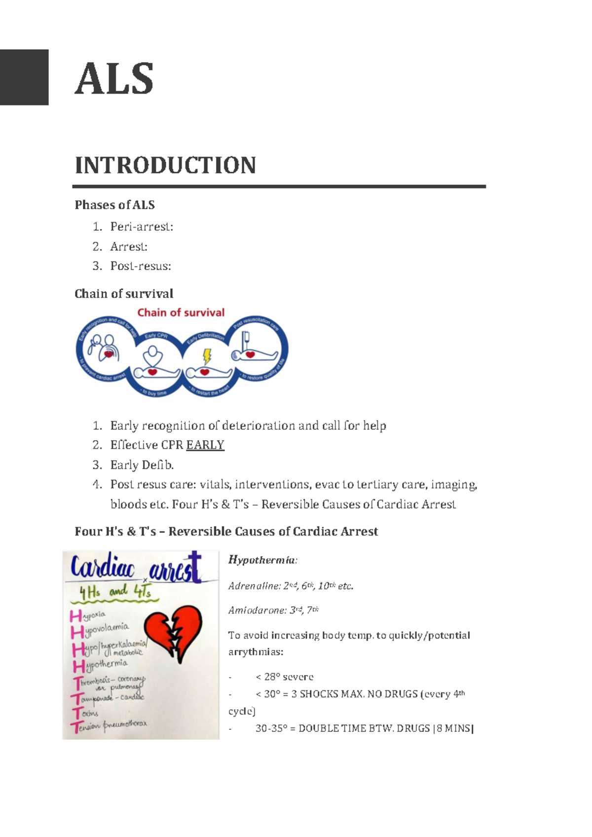 ALS - ADF Medic - ALS INTRODUCTION Phases of ALS 1. Peri-arrest: 2 ...