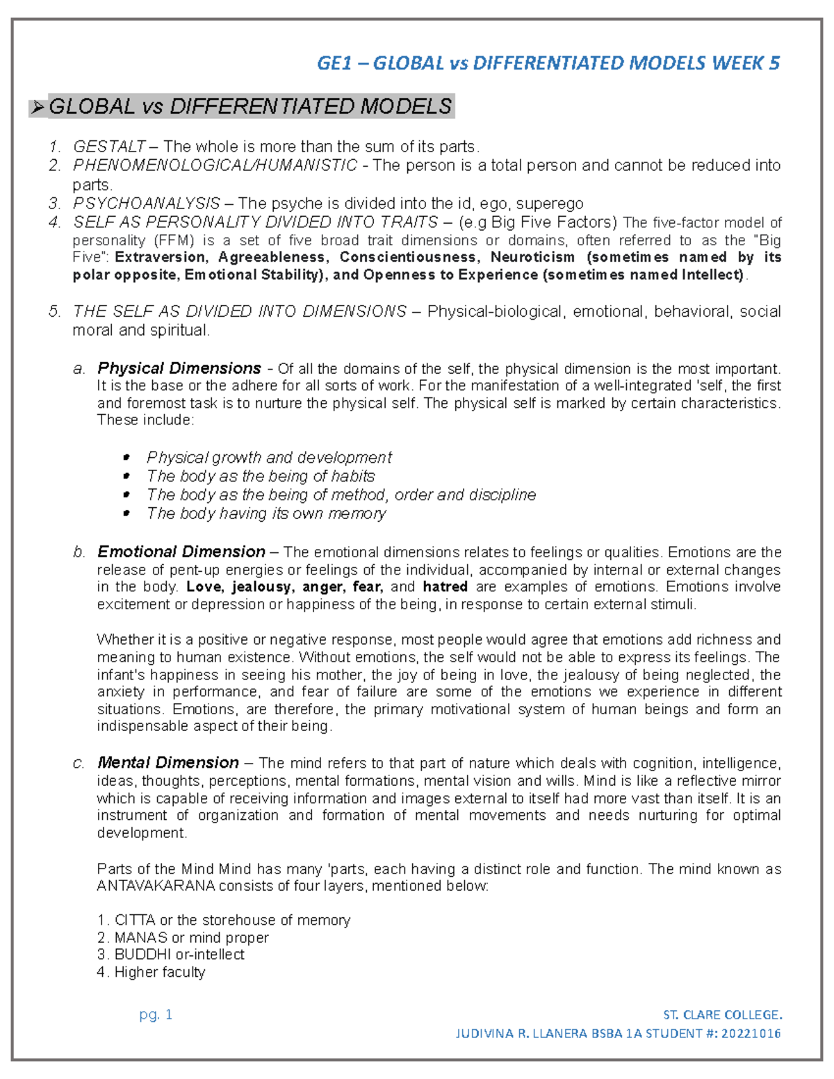 GE1 Week 5 Global vs Differentiated models - GLOBAL vs DIFFERENTIATED ...