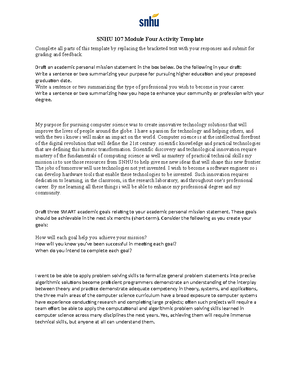 SNHU 107 Syllabus - Undergraduate Course Syllabus SNHU 107: Success ...