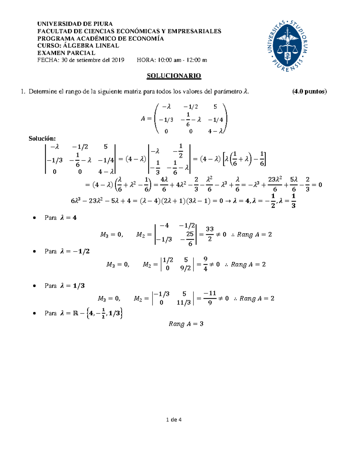 Examen PARCIAL 2019, respuestas - Warning: TT: undefined function: 32 FACULTAD DE CIENCIAS - Studocu