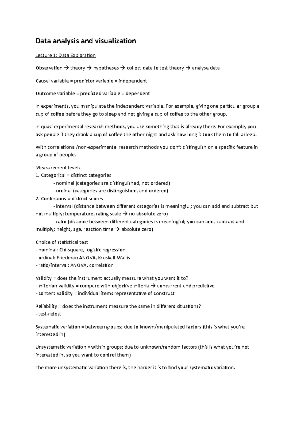 Lectures Data Analysis and Visualization - Data analysis and ...