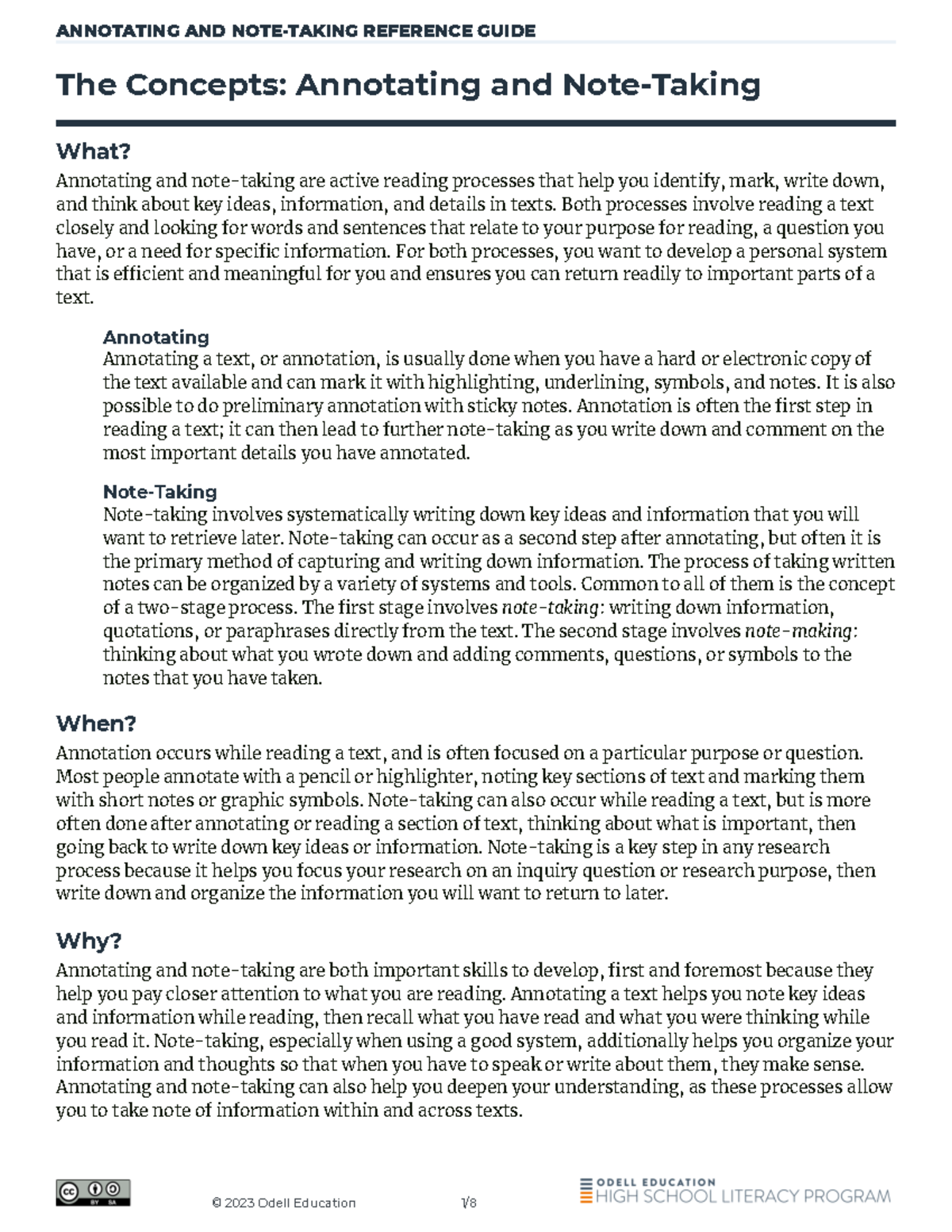 Annotating And Note Taking Reference Guide Annotating And Note Taking