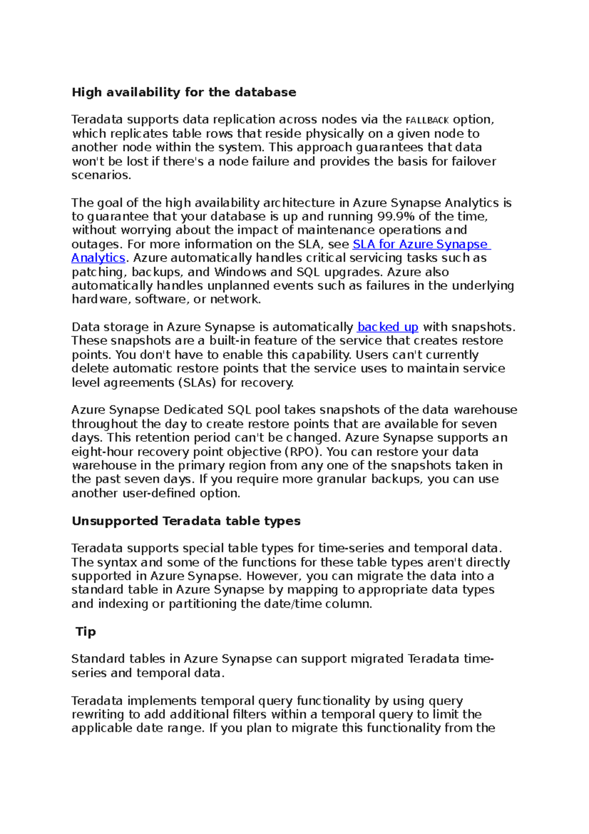 High availability for the database - High availability for the database ...