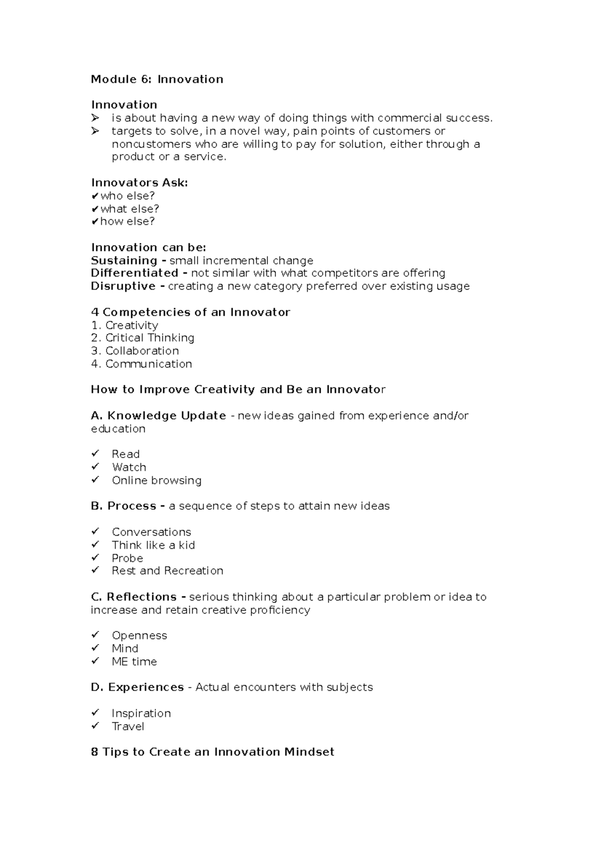 Innovation - Module 6: Innovation Innovation is about having a new way ...