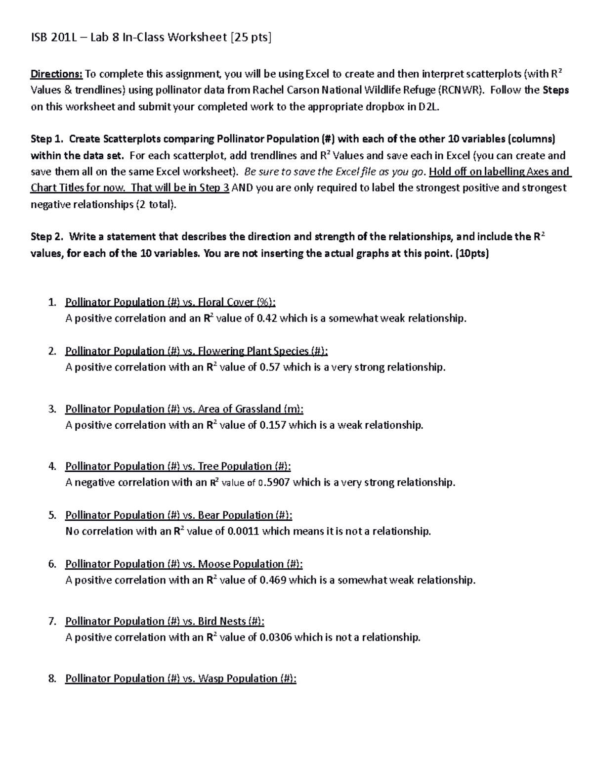 Correlation Pollinators in-class worksheet - ISB 201L – Lab 8 In-Class ...