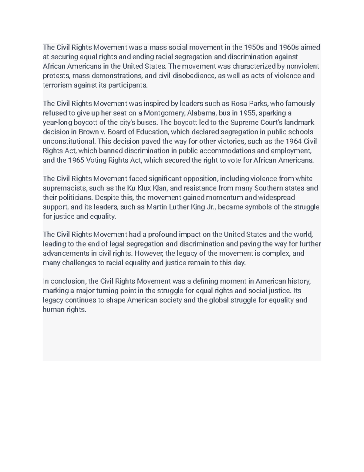 The Civil Rights Movement - The movement was characterized by ...