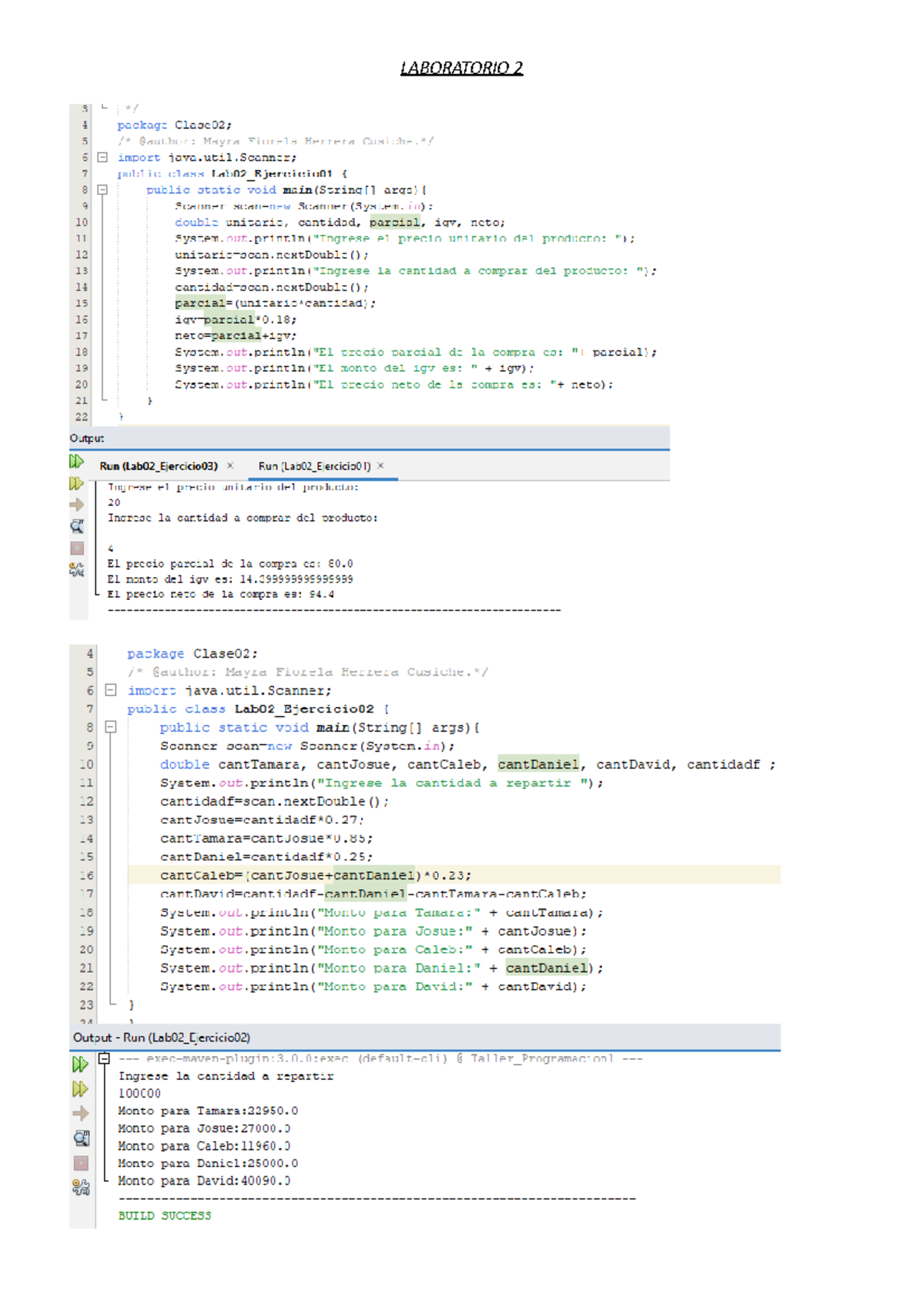 Laboratorio 2 calificado (Estructura condicional) - Taller de ...
