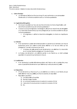Examen final - Résumé Droits fondamentaux - MODULE 1 Éléments de droit ...