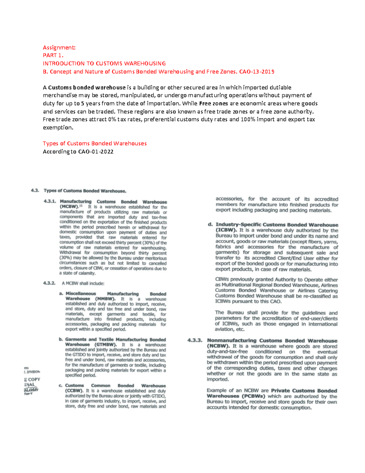 Cm3-Assignment - warehouse - Assignment: PART 1. INTRODUCTION TO ...