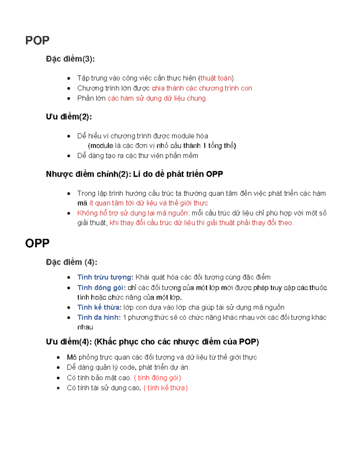 POP,OPP - pop - POP Đặc điểm(3): Tập trung vào công việc cần thực hiện ...