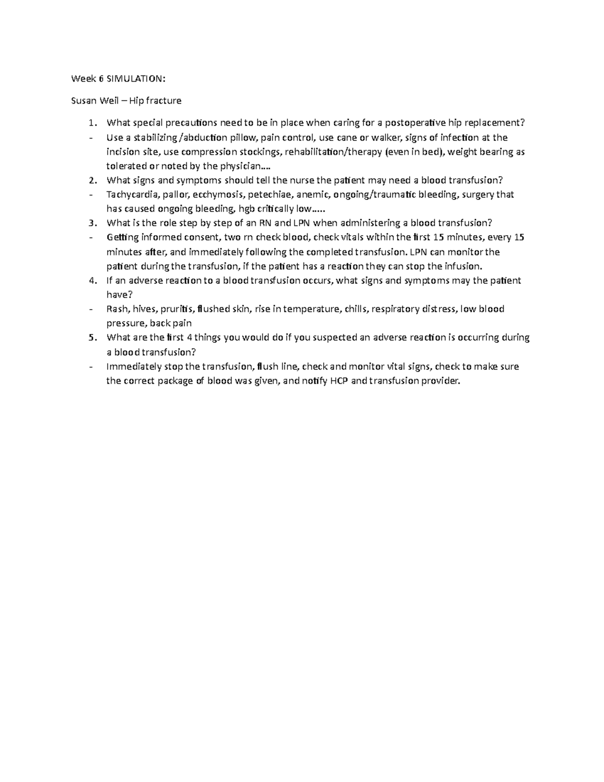 Susan Weil - Simulation - Week 6 SIMULATION: Susan Weil – Hip fracture ...