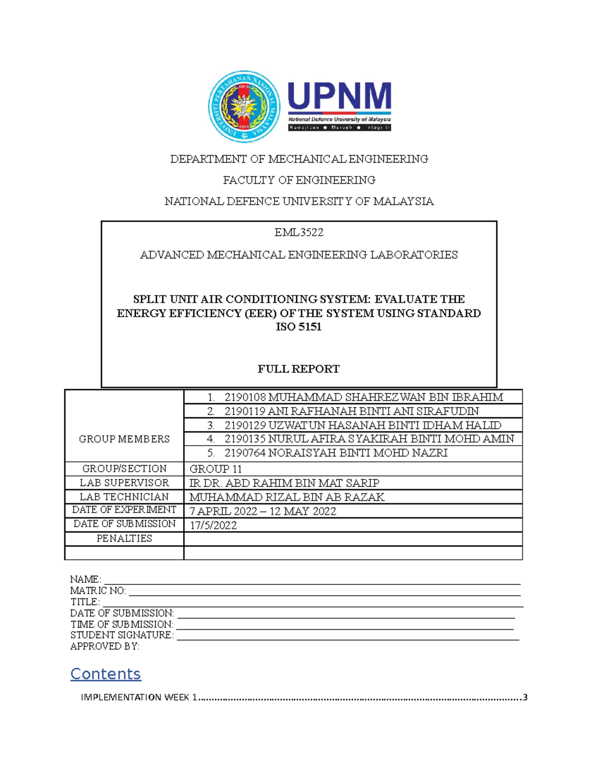 Latest LAB Aircond 2 - full air-conditioning report. content: 4 weeks ...