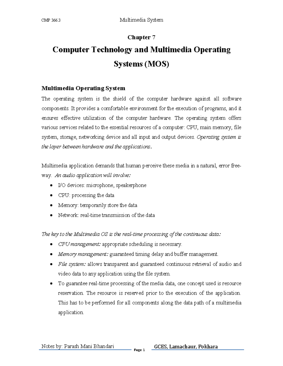 Chapter 7 Computer Technology And Multimedia Operating Systems Chapter 7 Computer Technology