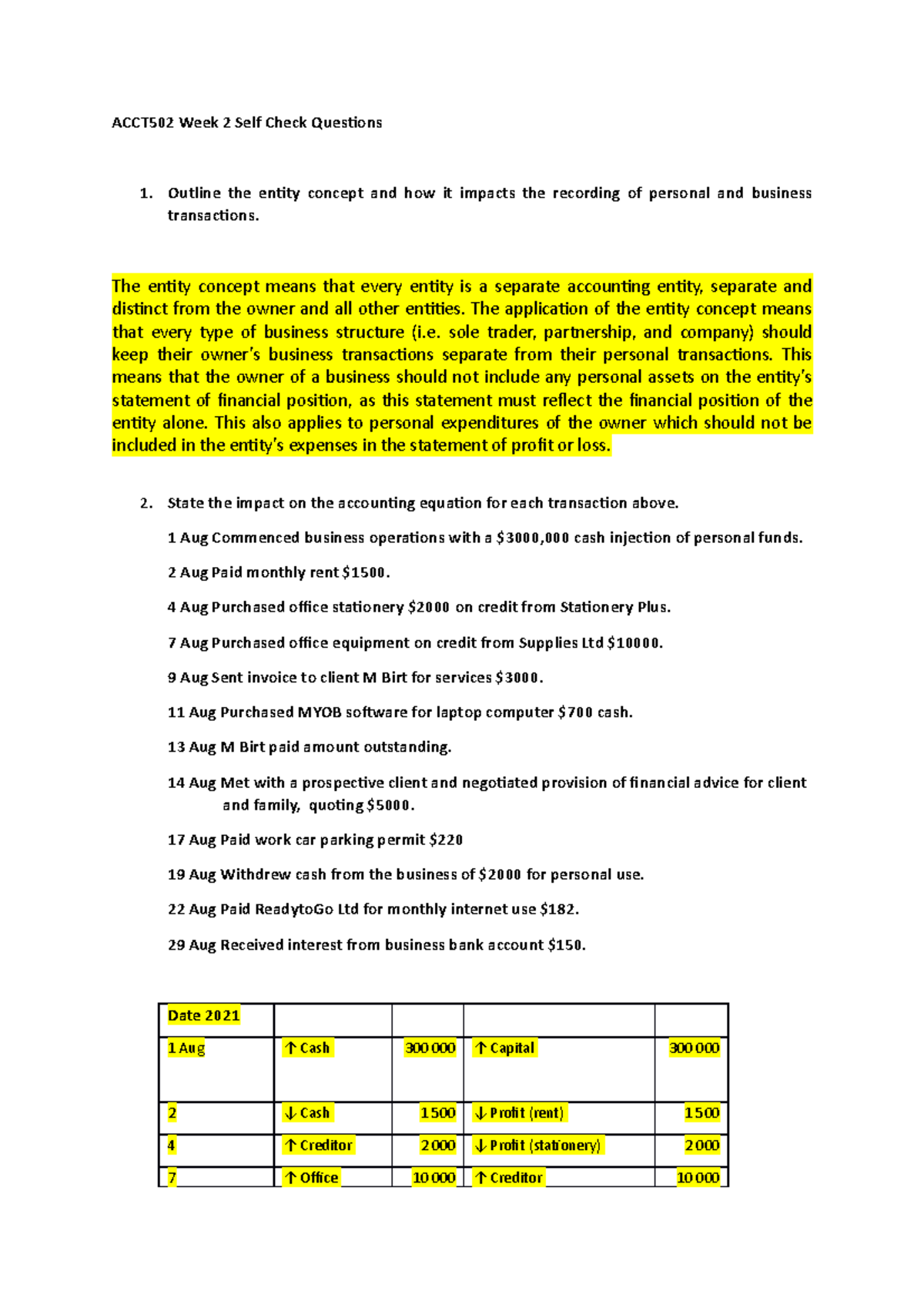 ACCT502 Week 2 Self Check Questions Suggested Solutions - ACCT502 Week 2 Self Check Questions 1 ...