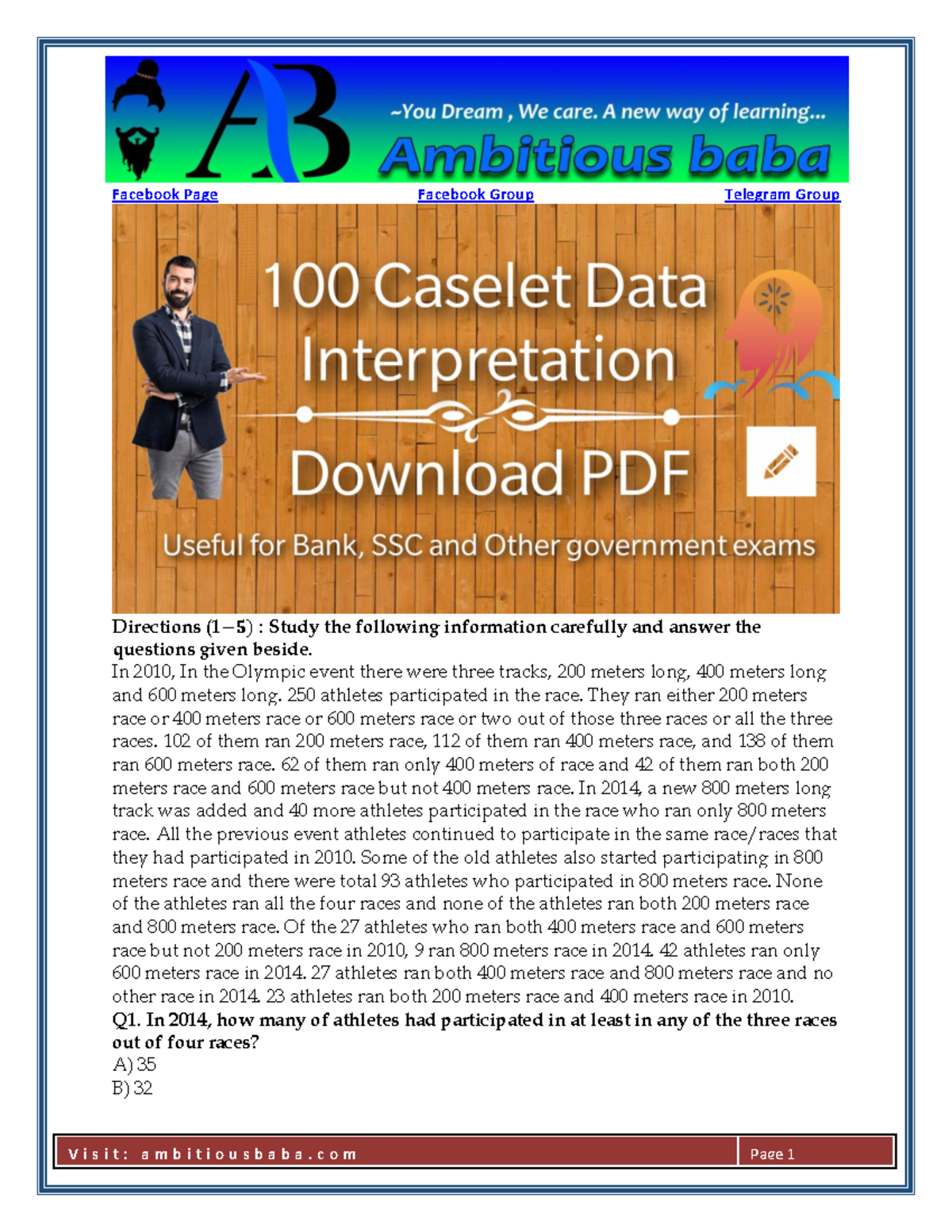 100 Caselet Questions PDF - Directions (1 : Study the following ...