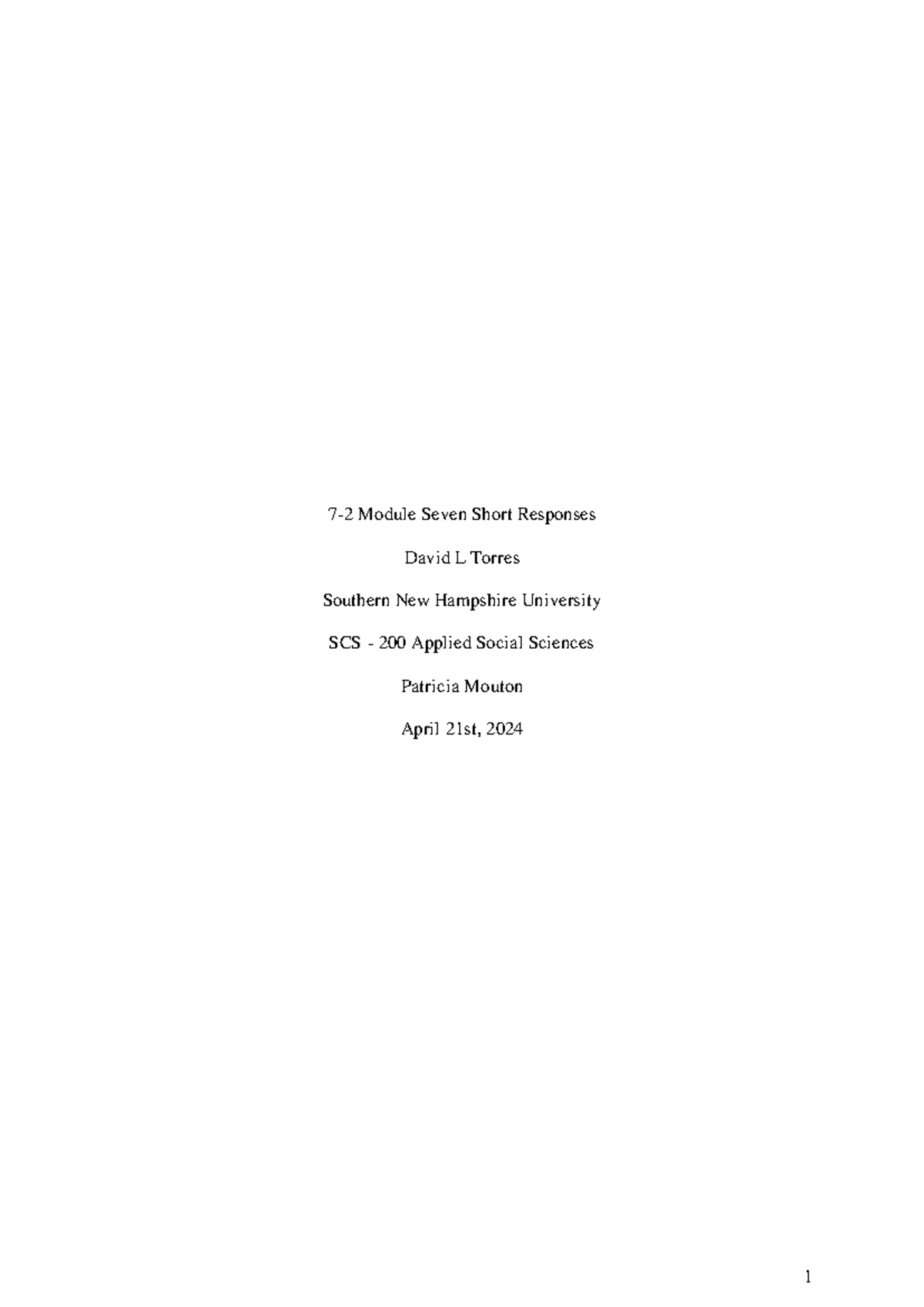 SCS 200 5-3 Module Five Short Responses - 1 7 - 2 Module Seven Short ...