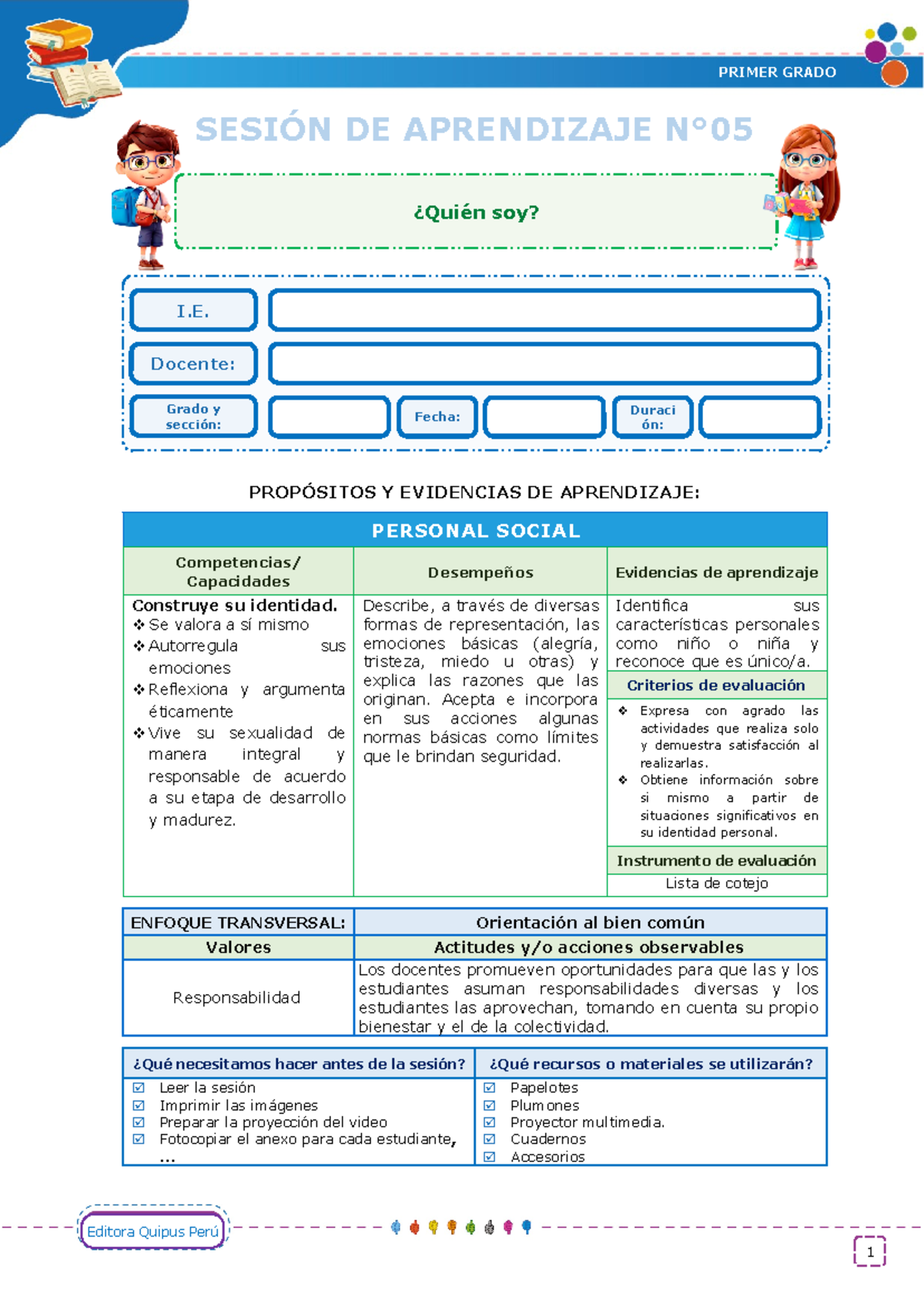 1.- Sesiones de aprendizaje - Semana 2 - UDA 1 - Editora Quipus Perú - Editora Quipus Perú ...