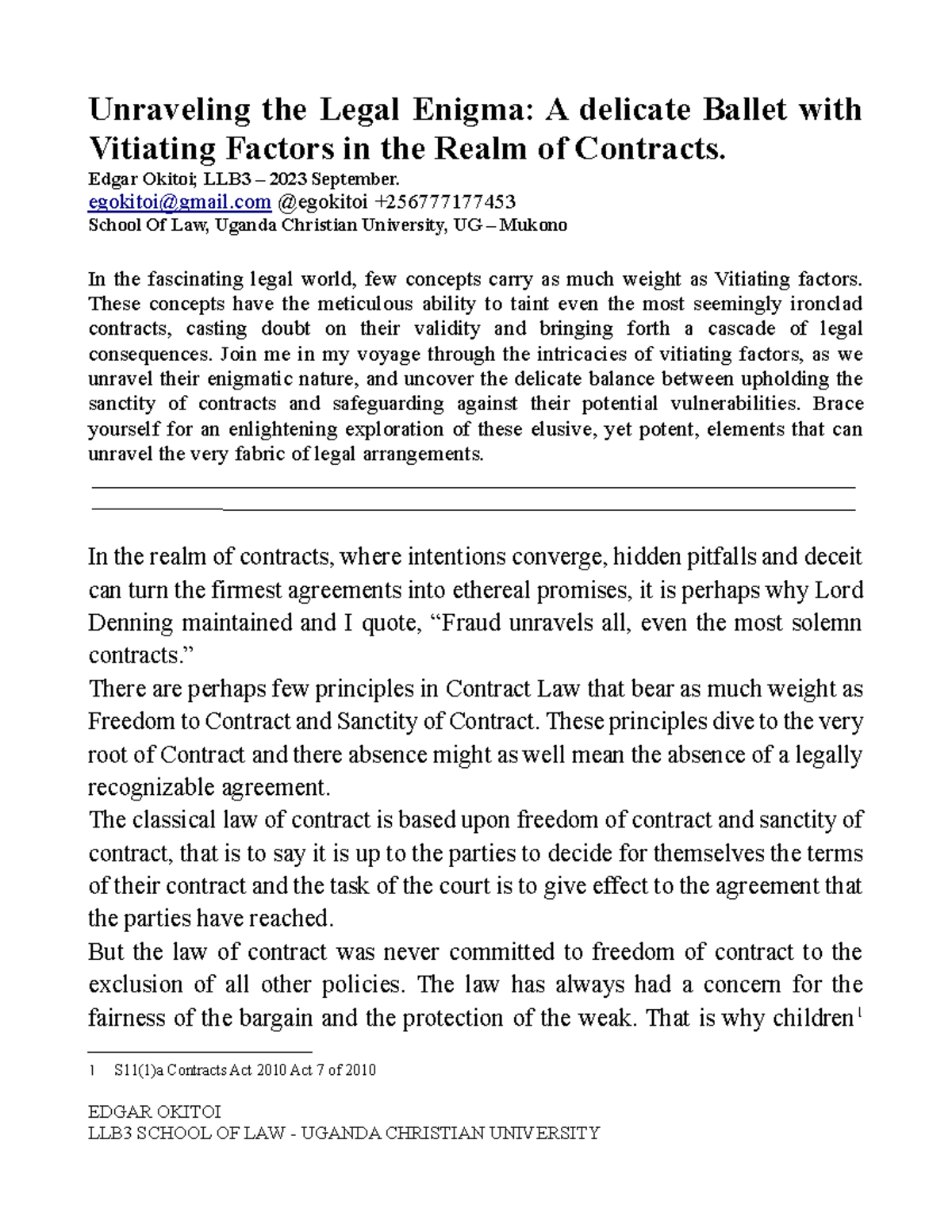 Unraveling the Legal Enigma A delicate Ballet with Vitiating Factors in ...