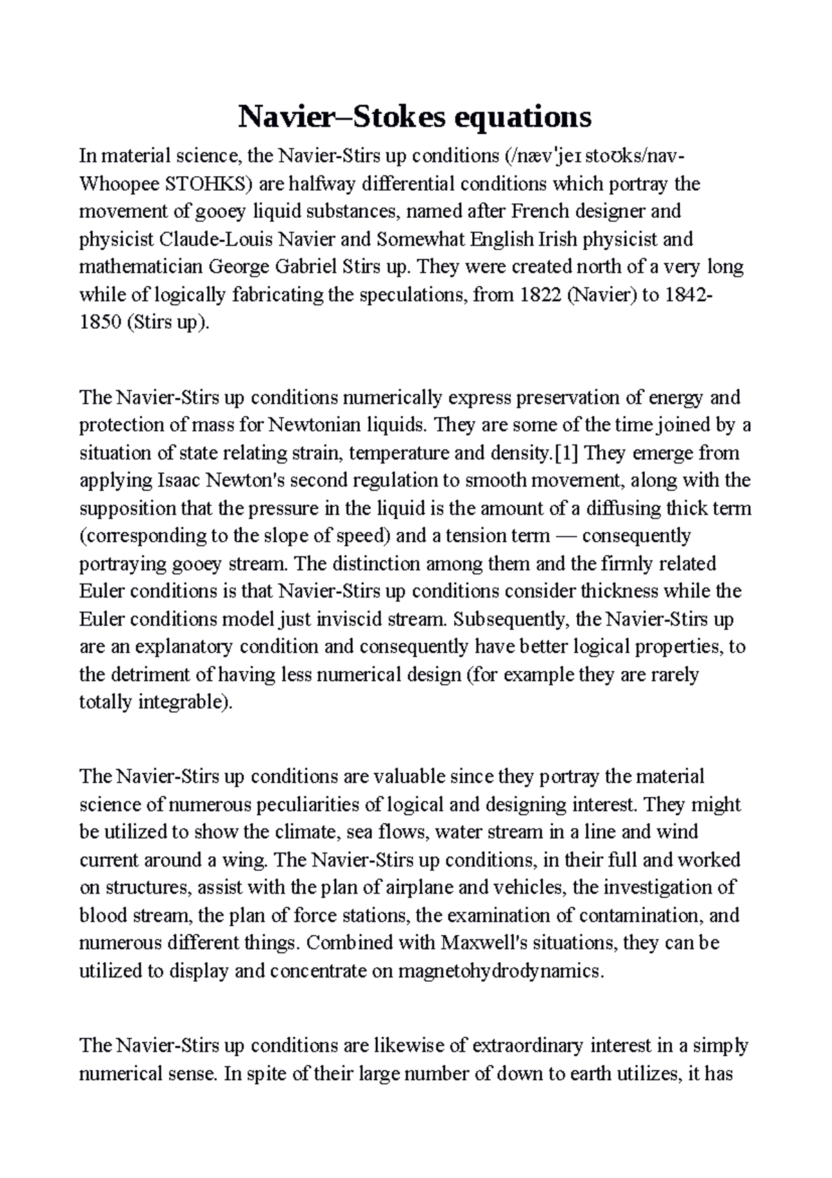 Navier–Stokes equations - Navier–Stokes equations In material science ...