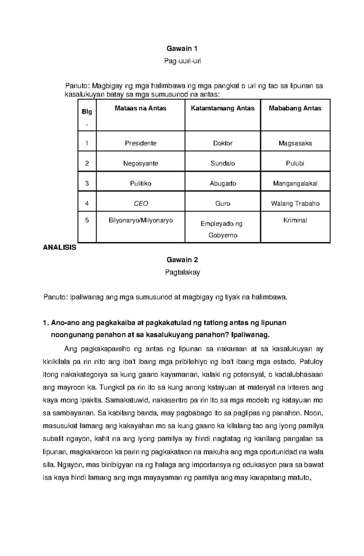 Pag-uuri-uri - Different types of people according to their job ...