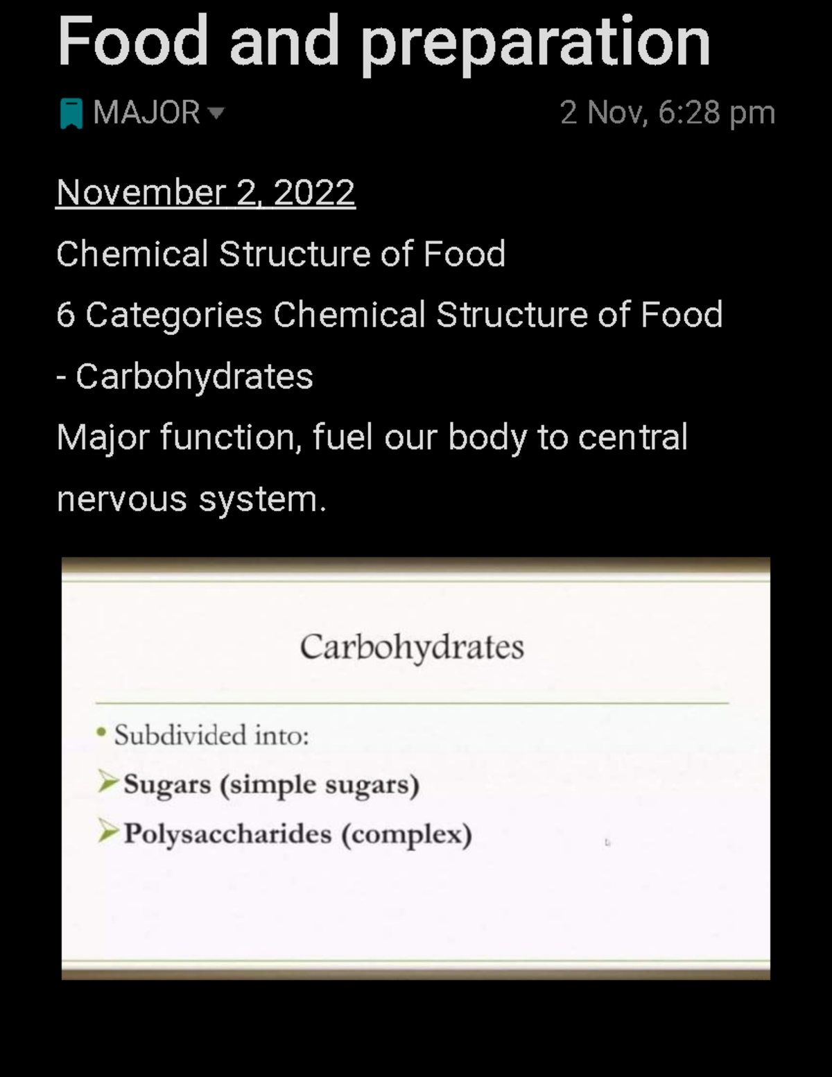 Chemical Structure OF FOOD1 - Food and preparation MAJOR 2 Nov, 6:28 pm ...