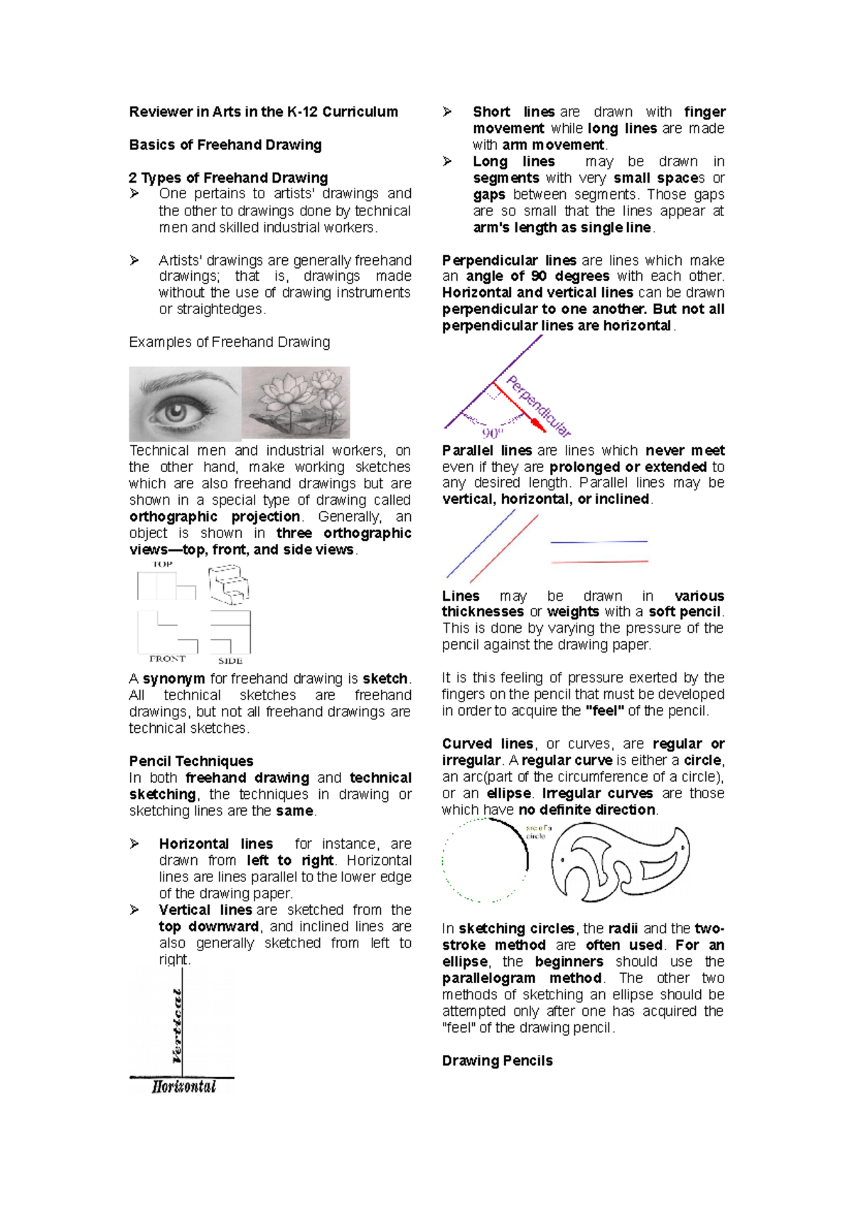 Reviewer in Arts in the K - Artists' drawings are generally freehand ...