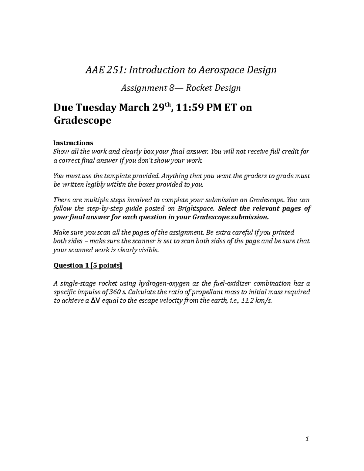 AAE251 HW 8 - hw 8 - AAE 251: Introduction to Aerospace Design ...