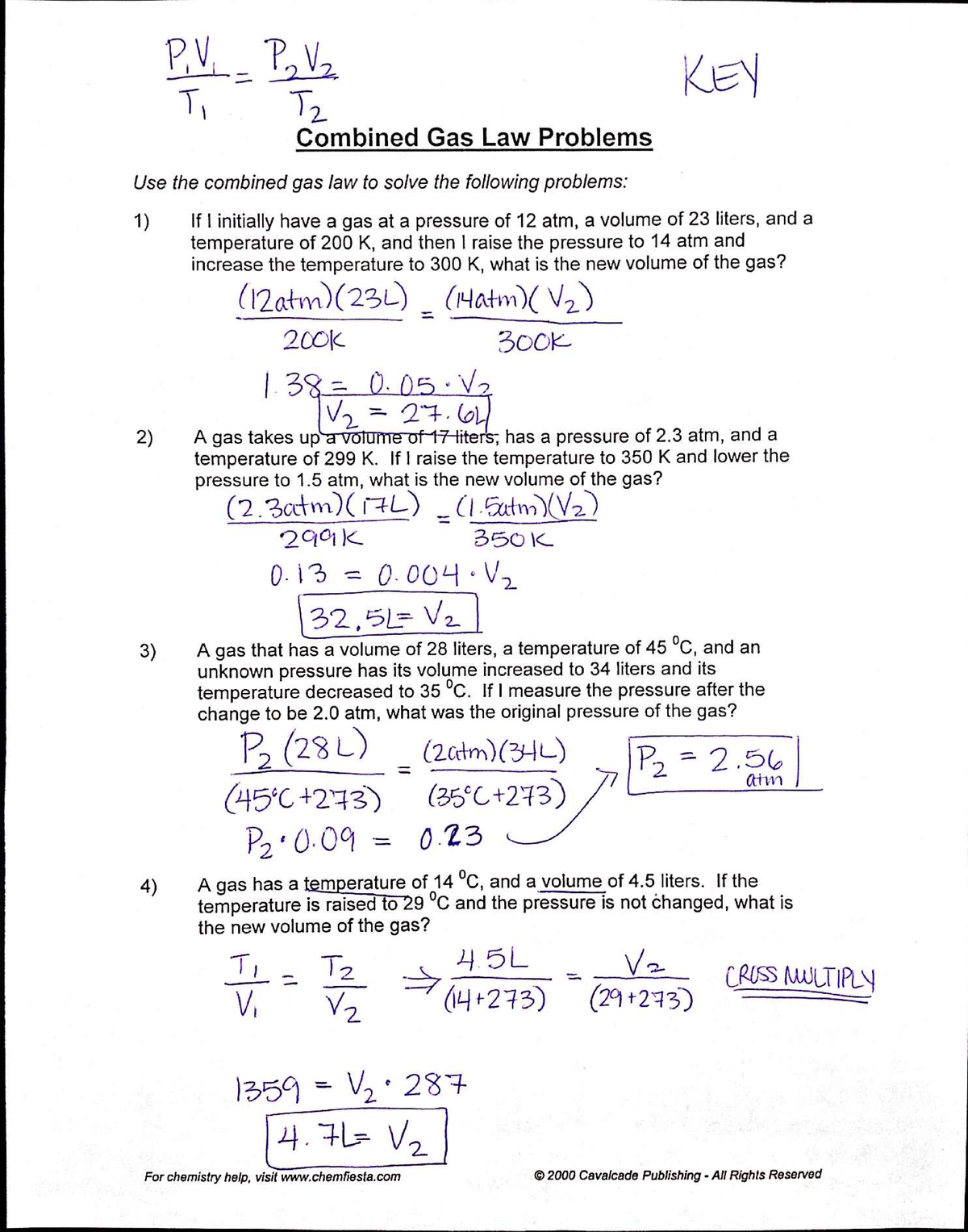 042512 Combined Gas Law KEY - MAED Science - Studocu