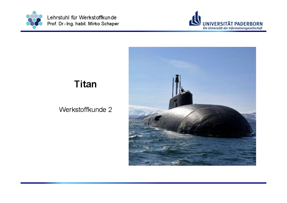 Kapitel 19 Titan - Vorlesungsunterlagen - Lehrstuhl für Werkstoffkunde Prof. Dr.-Ing. habil ...