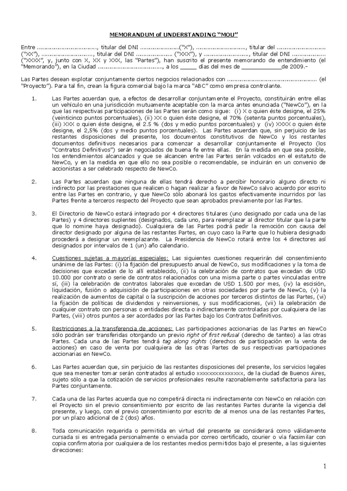 Mou - memorandum de entedimiento - MEMORANDUM of UNDERSTANDING “MOU ...
