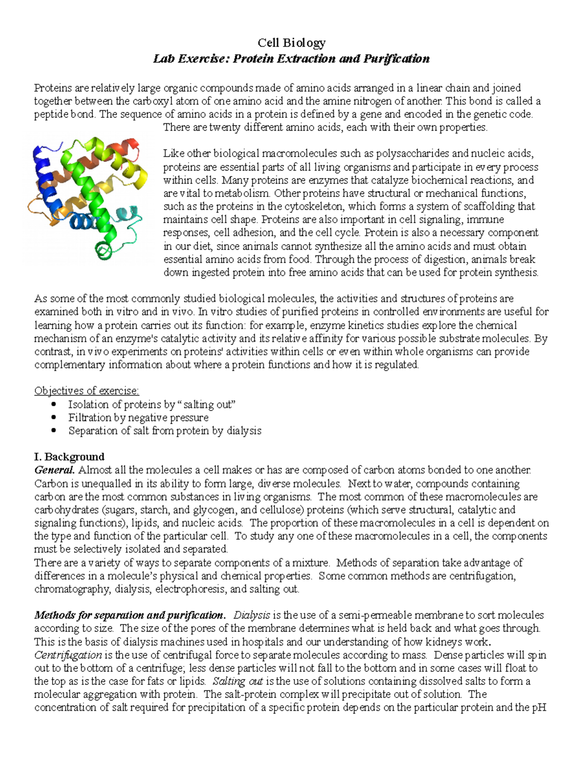 Milk Protein Isolation procedure - Cell Biology Lab Exercise: Protein ...