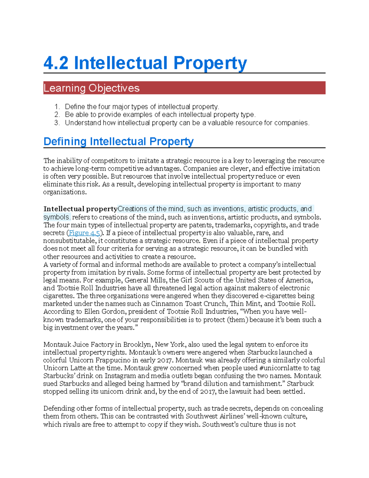 4.2 Intellectual Property - Strat Management Notes - 4 Intellectual ...