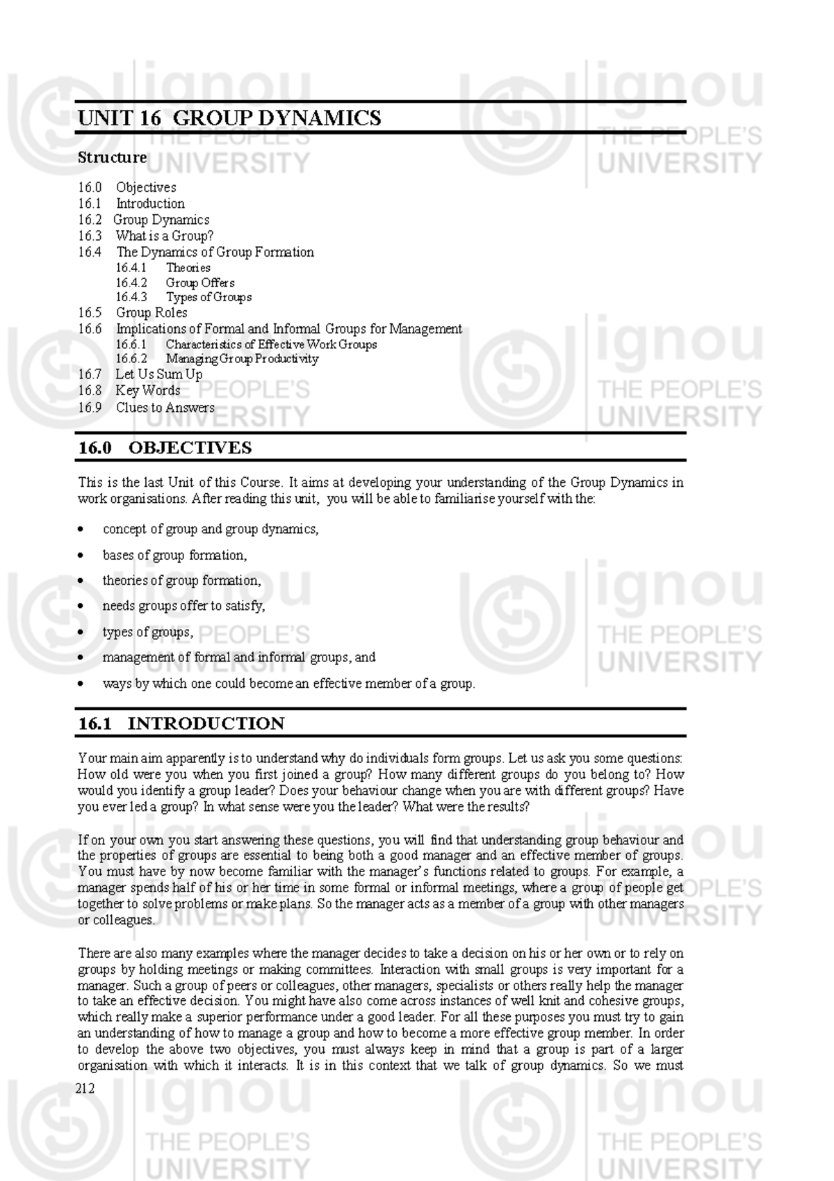 Unit-16 Group Dynamics - UNIT 16 GROUP DYNAMICS Structure 16 Objectives 16 Introduction 16 Group ...