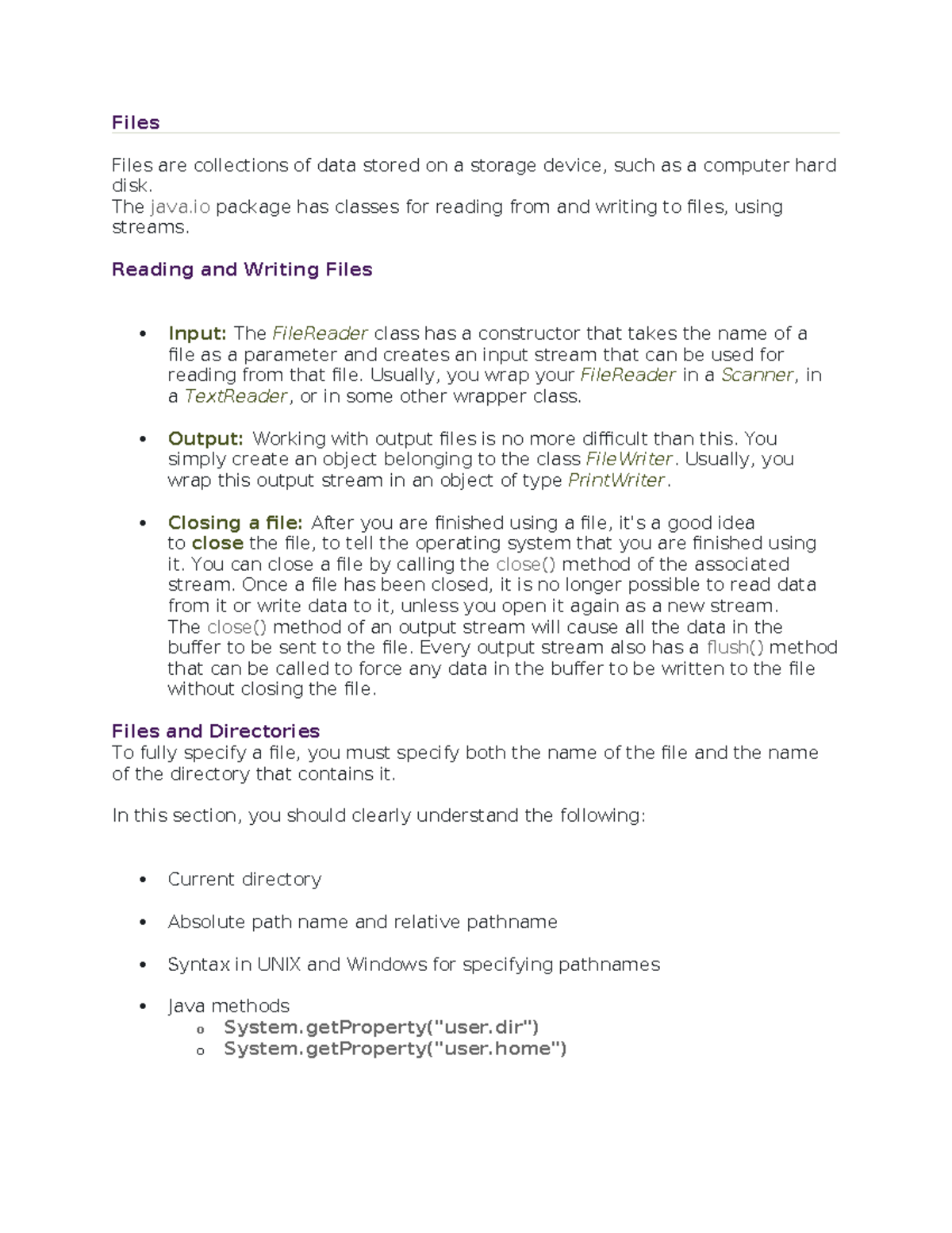 Learning Guide Unit 6 (Intro notes) - Files Files are collections of ...