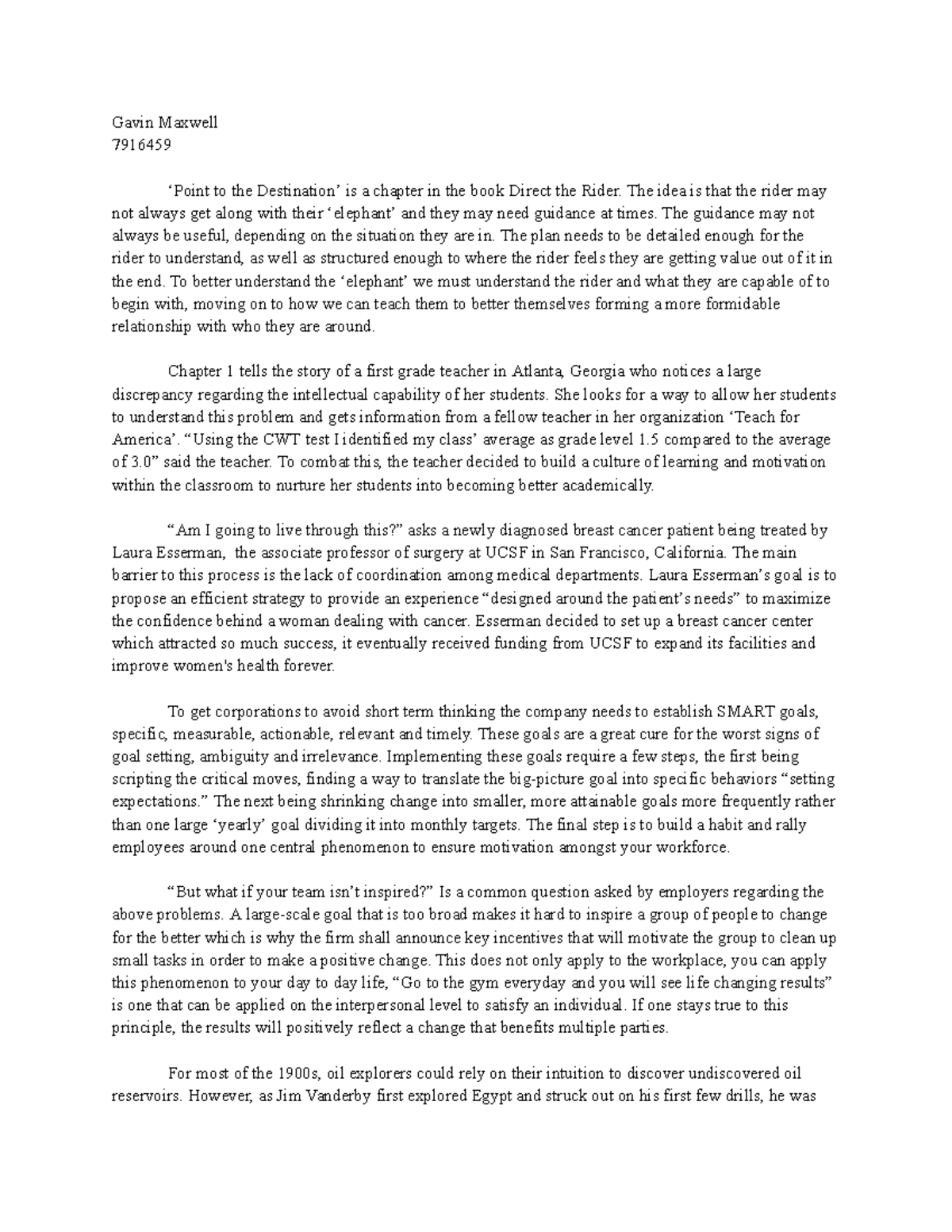 Direct the Rider Summary Gavin Maxwell - Gavin Maxwell 7916459 ‘Point ...