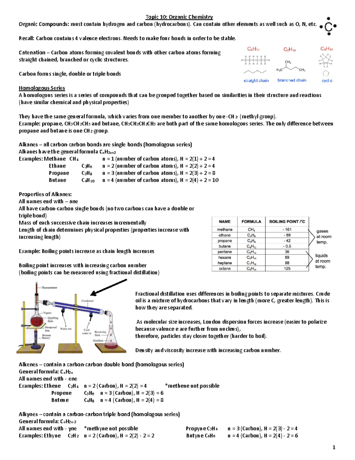 Topic 10 Notes - chemistry - Topic 10: Organic Chemistry Organic ...