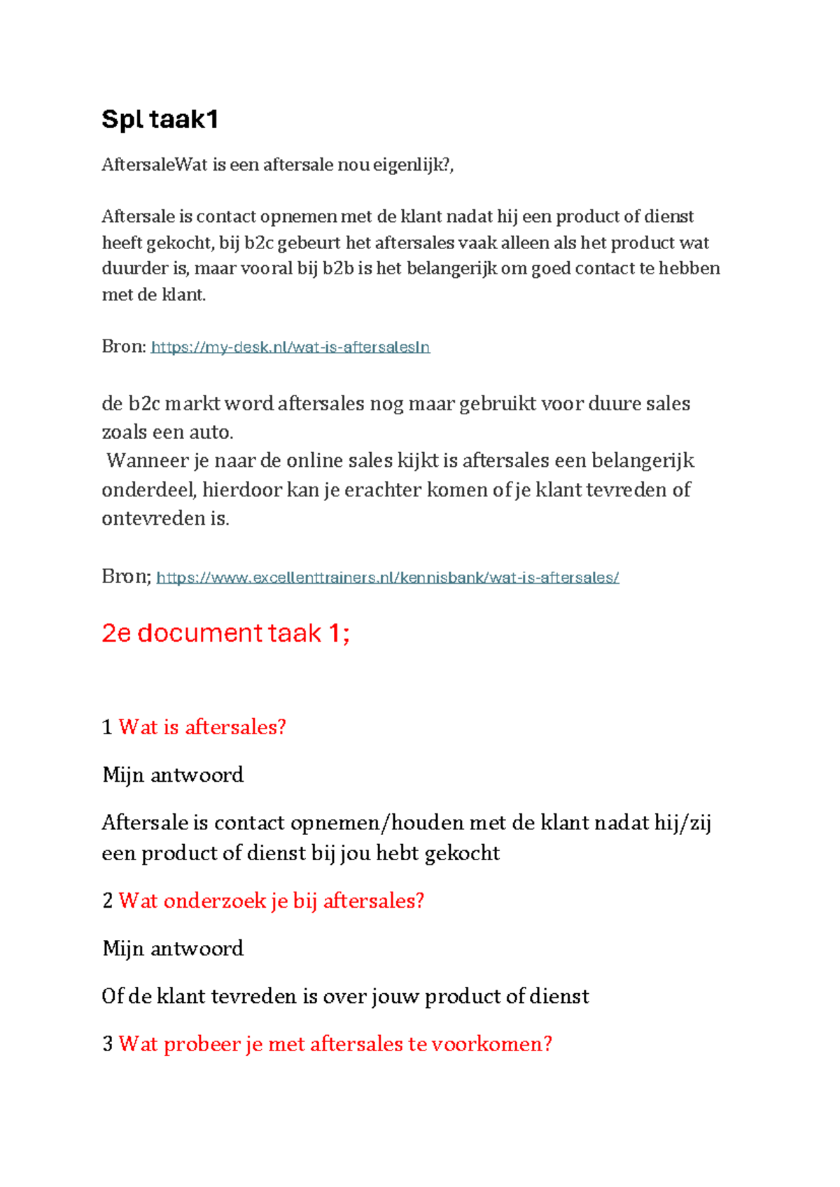 Spl - bnnbn - Spl taak AftersaleWat is een aftersale nou eigenlijk ...