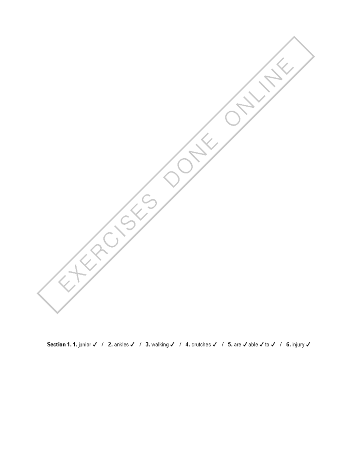 To The Top 5 - English Course Lesson 1 — Exercises - Section 1. 1. junior / 2. ankles / 3. - Studocu