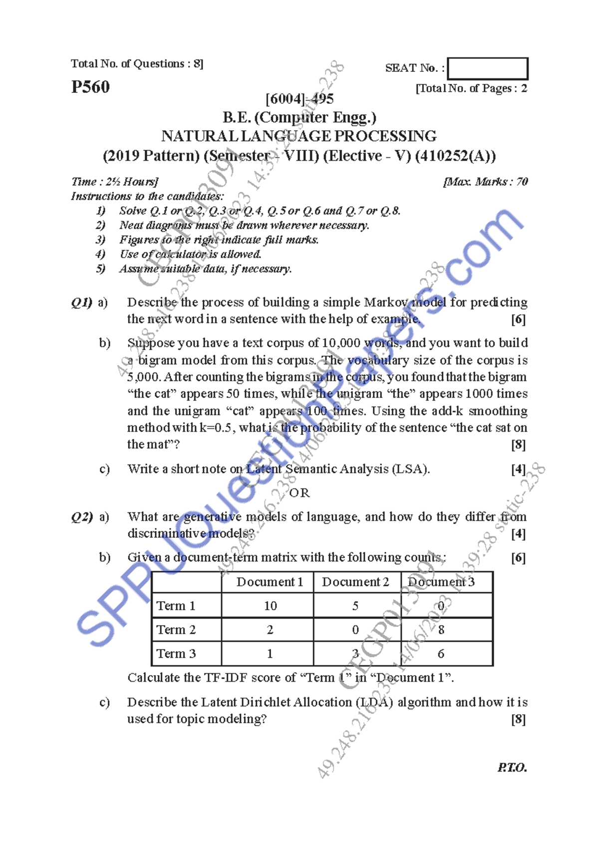 Be computer-engineering semester-8 2023 may natural-language-processing ...