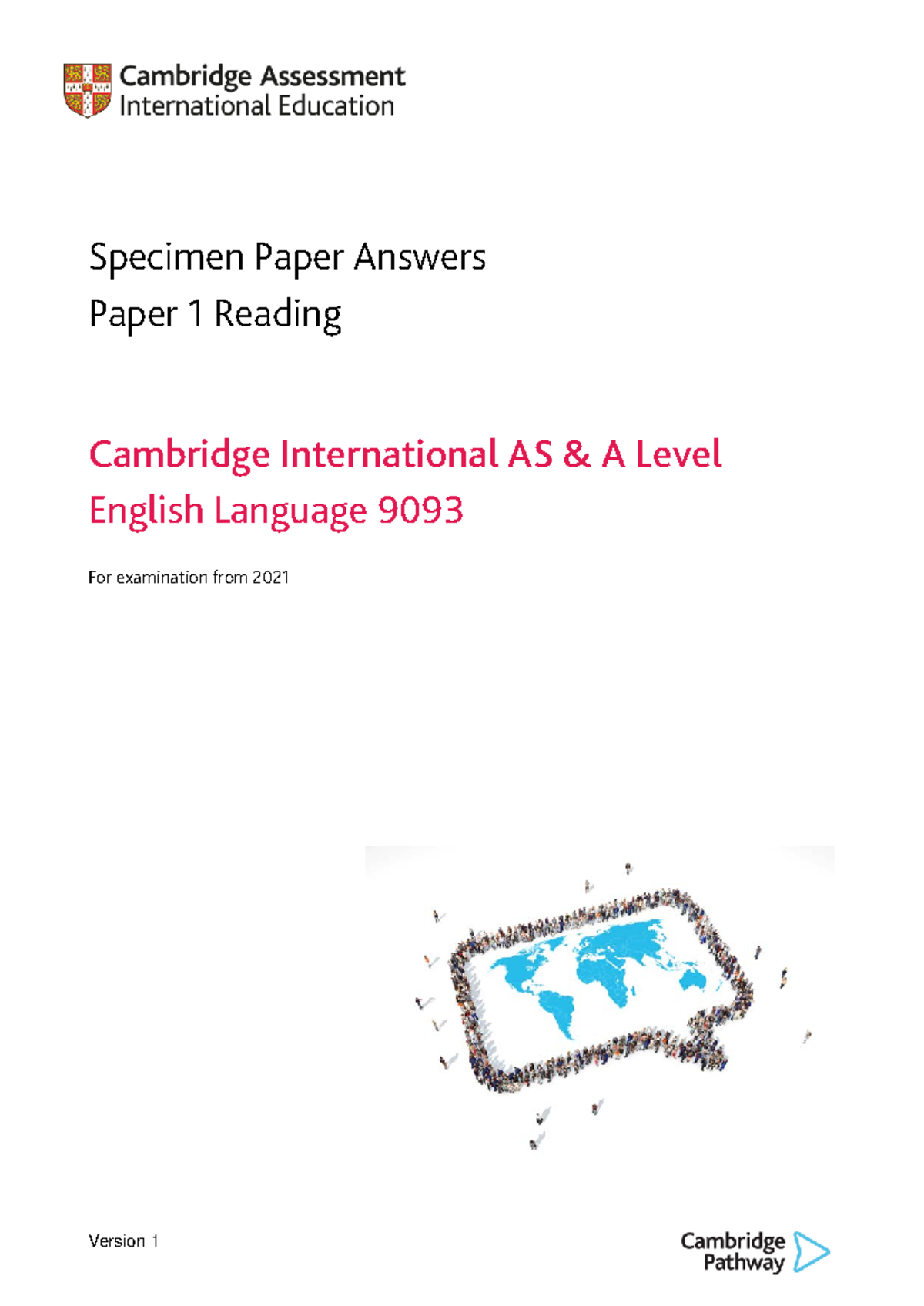 Paper 1 Specimen Answers - Version 1 Paper 1 Reading Cambridge ...