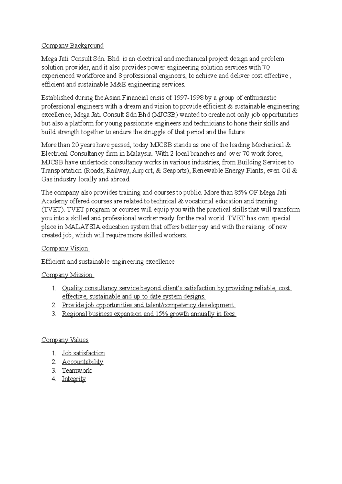 Ningen Ryoku Part 4 - Company Background Mega Jati Consult Sdn. Bhd. is ...