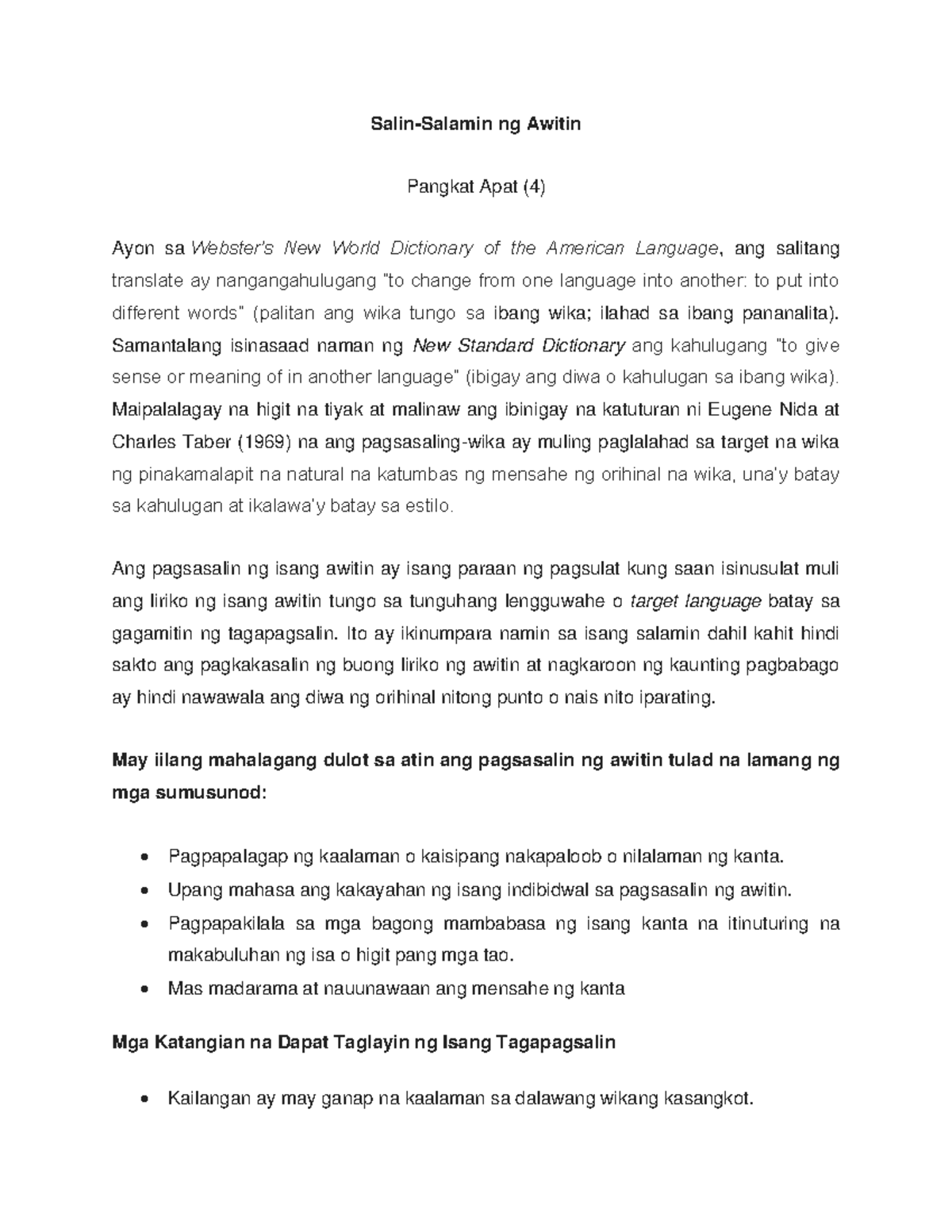 Salin- Salamin ng Awitin - Salin-Salamin ng Awitin Pangkat Apat (4 ...