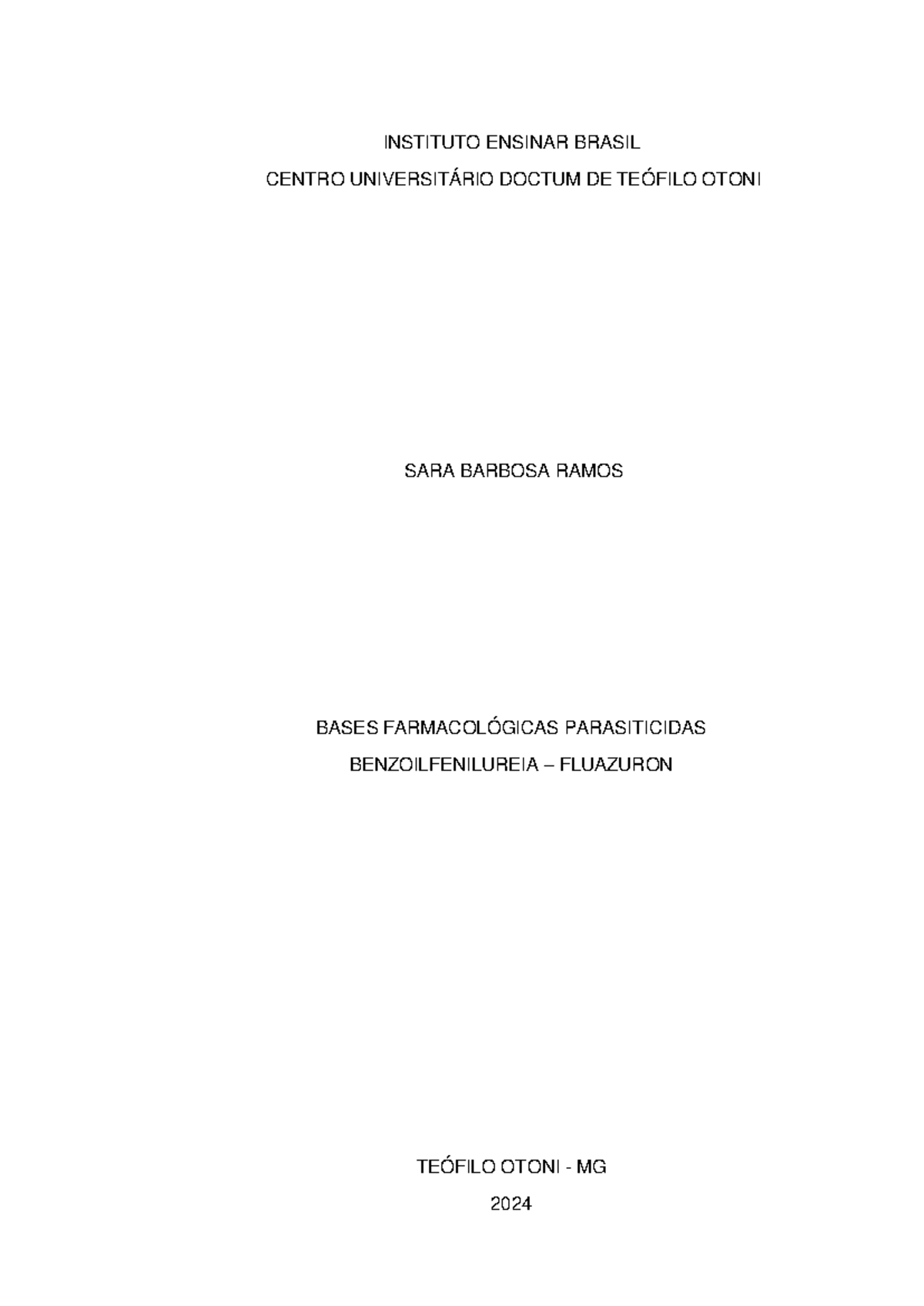 Fluazuron - regime especial - INSTITUTO ENSINAR BRASIL CENTRO ...
