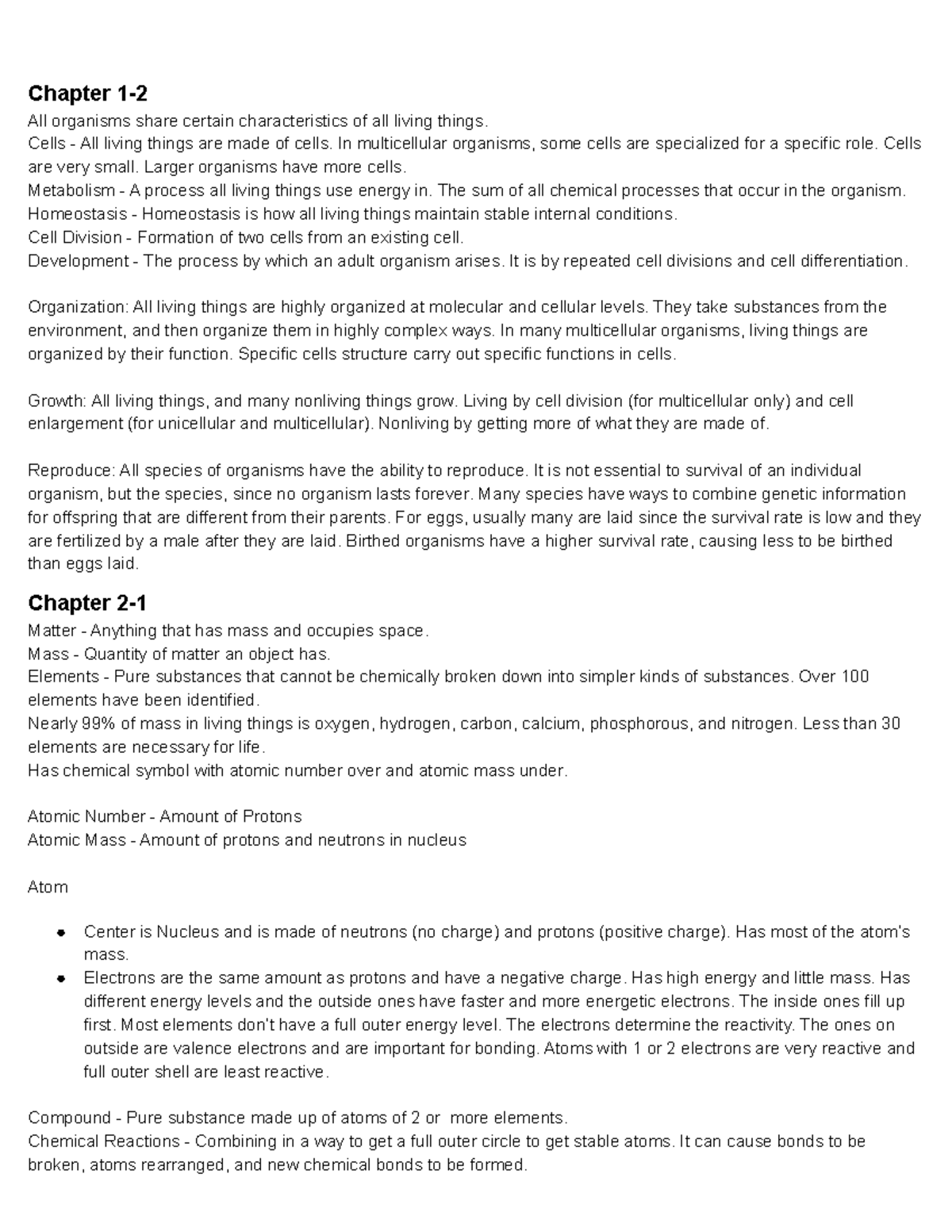 Bio Notes 18 19-1 - Chapter 1- All organisms share certain ...
